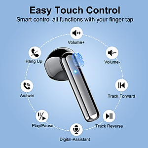 Aptkdoe Wireless Earbuds, Bluetooth 5.3 Headphones with Hi-Fi Stereo Clear Call Mic, 30 Hrs Playtime Bluetooth Earbuds Touch Control with LED Display, IPX7 Waterproof Earphones for iOS Android Laptop