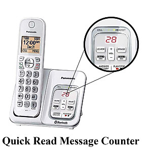 Panasonic KX-TG833SK1 Link2Cell Bluetooth Cordless Phone W/Voice Assist 3 Handsets (Renewed)