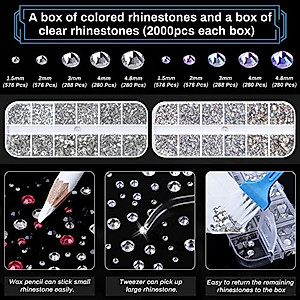 B7000 Clear Glue Bedazzler Kit with Rhinestones, 4013PCS Rhinestone Gems 3 PCS 25 ML B-7000 Adhesive Bead Glue Jewelry Kit for Tumblers Craft Clothes Fabric Nail Art DIY (Paradise Shine Crystal Clear)