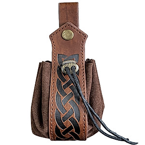 JAOYU Medieval Leather Pouch Bag Viking Pouch Hip Purse Drawstring Leather Pouch Vintage Belt Ren Faire Pouch Fanny Pack Renaissance Faire Accessories