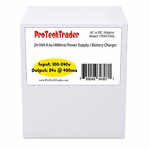 24v 400ma Battery Charger for Drill Master 18v NICD - Upgraded Replacement Original OEM Drillmaster 68420 AC/DC Adapter Power Supply UL - Replaces Sanhong SH-DC0240400 Intertek BC-240 24.0v 0.3a 7.2w