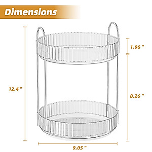 VITVITI Rotating Makeup Organizer Countertop for Vanity, 2-Tier Large Skincare Perfume Organizer for Dresser, Clear Bathroom Cosmetic Display Cases for Skin Care/Lotion/Lipstick, Plastic