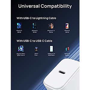 20W USB C Charger, JSAUX USB-C PD Fast Charger Block Type C Wall Charger Power Adapter Compatible with iPhone 14/14 Pro/14 Pro Max/14 Plus/13/12/11/SE, iPad Pro/Air, Google Pixel 6/5/4, Galaxy S22 S21
