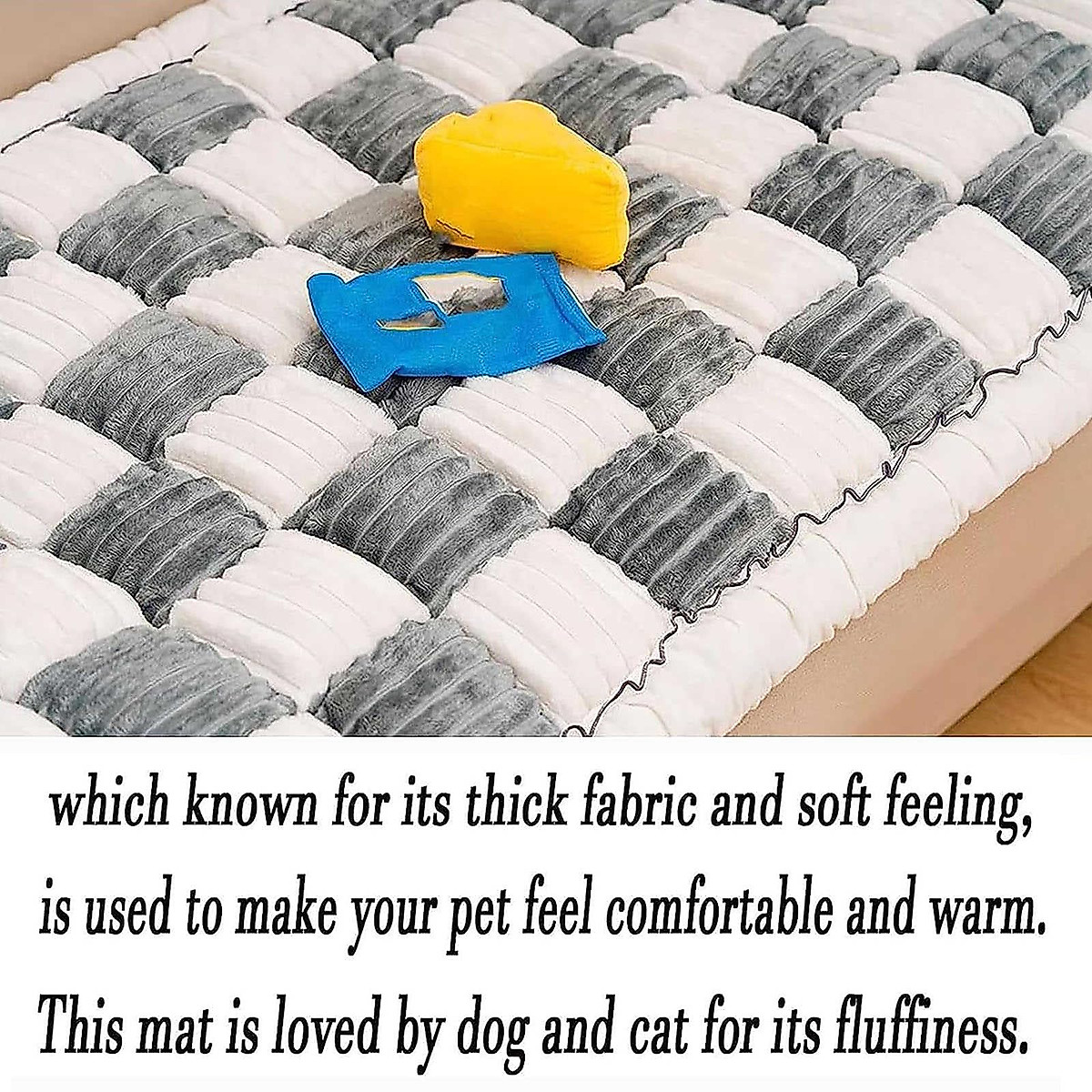 Waterproof Dog Blanket, Cream-Coloured Large Plaid Square Pet Mat Bed Couch Cover - Funny Fuzzy Couch Cover for Large Dogs - Pet Blanket and Bed Cover