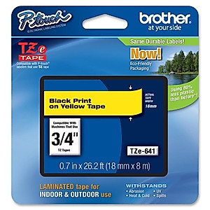 Wholesale CASE of 10 - Brother P-Touch TZ Lettering Tape Cartridges-Lettering Tape, 3/4" Size, Black/Yellow