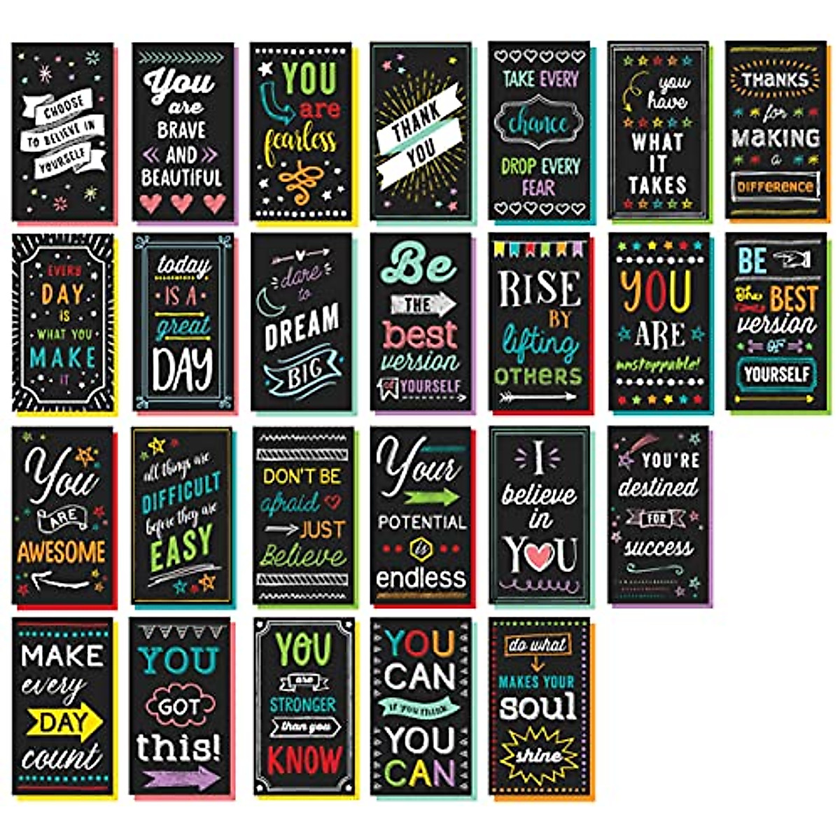 Iconikal Inspirational Motivating Thankful Mini Quote Cards, Blank Back, 200-Count