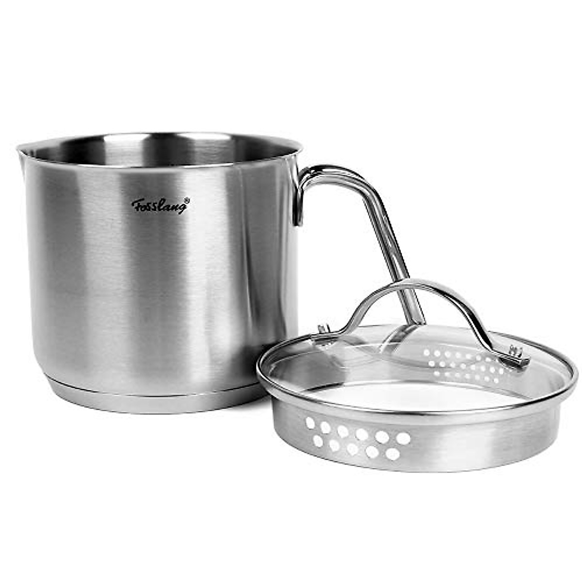 1.5 Quart Stainless Steel Saucepan with Pour Spout, Saucepan with Glass Lid, 6 cups Burner Pot with Spout - for Boiling Milk, Sauce, Gravies, Noodles
