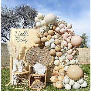 Double Stuffed White And Beige Balloons Garland Blush Ivory Apricot Balloons Cream White Sand Balloons Arch Kit For Boho Party Baby Shower Netural Gender Reveal Birthday Baptism Decorations