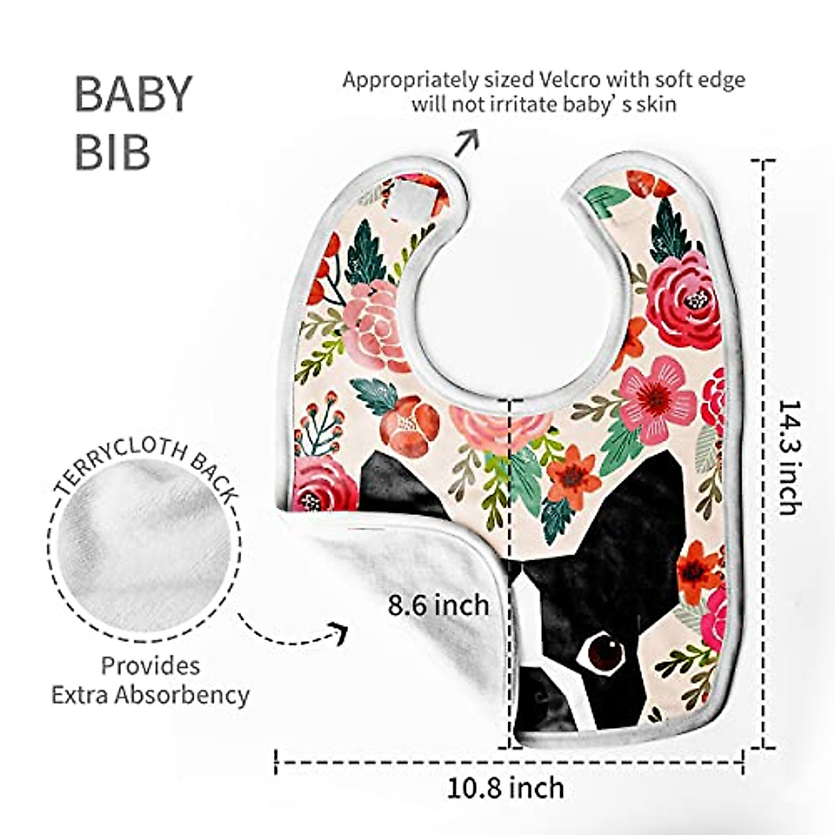 Premium Baby Bibs for Babies Boston Terrier Dog