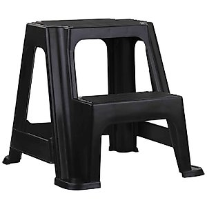 Home Basics 2-Stair Step Stool, Holds Up to 250 Lbs – Sturdy, Lightweight, Skid Resistance Rubber, Safe step stool for Adults and Kids, Black