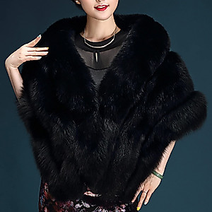 Winter Warm Scarves Fashion Women Elegant Bridal Wedding Faux Plush Long Shawl Stole Wrap Scarf Keep (Black, One Size)