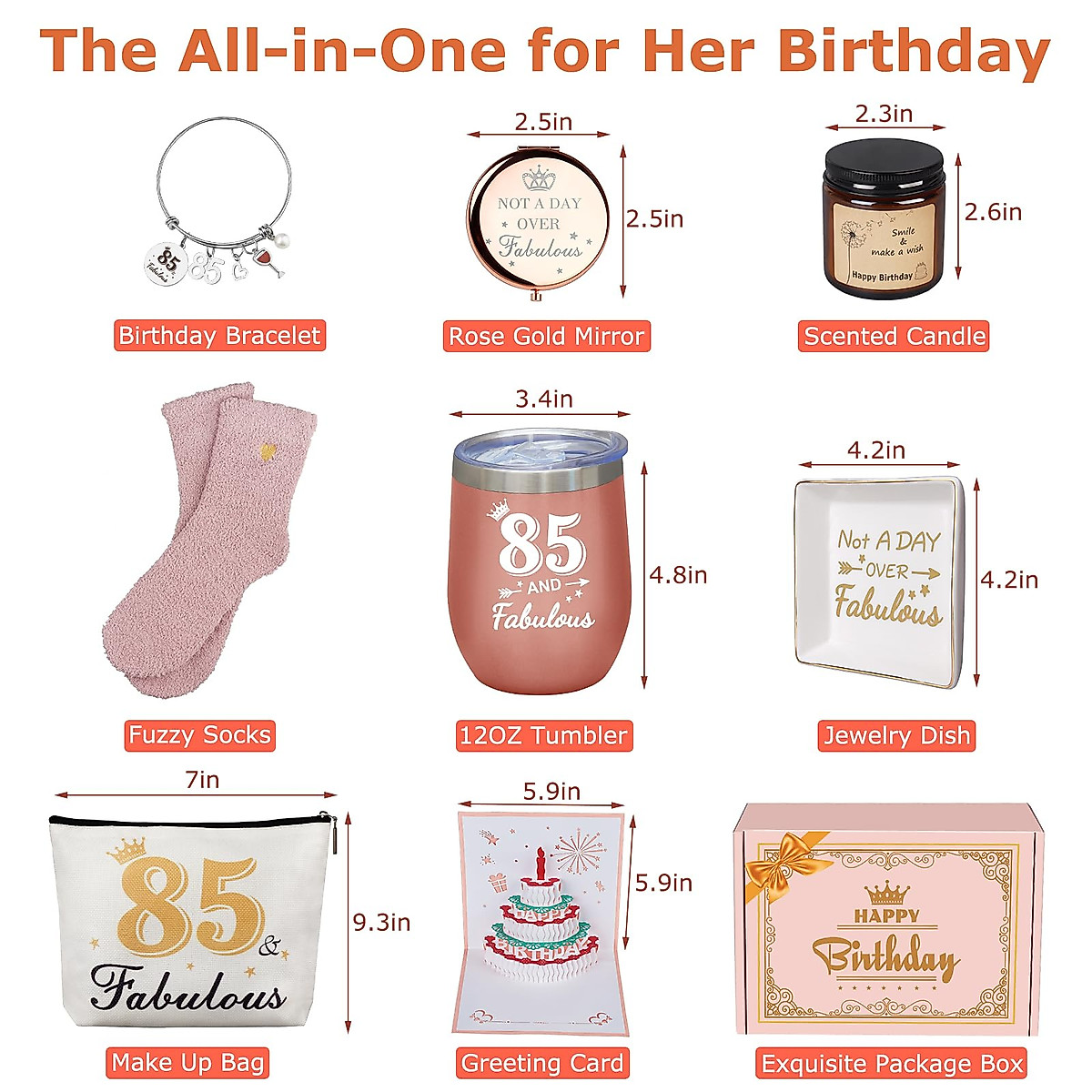 85th Birthday Gifts For Women, Insulated Tumbler Birthday Gifts Basket For 85 Year Old Woman, Unique Birthday Gift Box Ideas For Her Mom Grandma Sister Wife Best Friend Turning 85