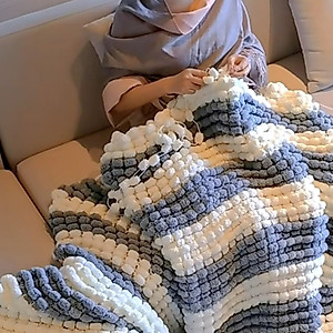 DIY Soft Thick Yarn Fluffy Colorful Pompom Thread Thick Ball Yarn for Knitting Crochet Blanket Carpet Cushion Mats