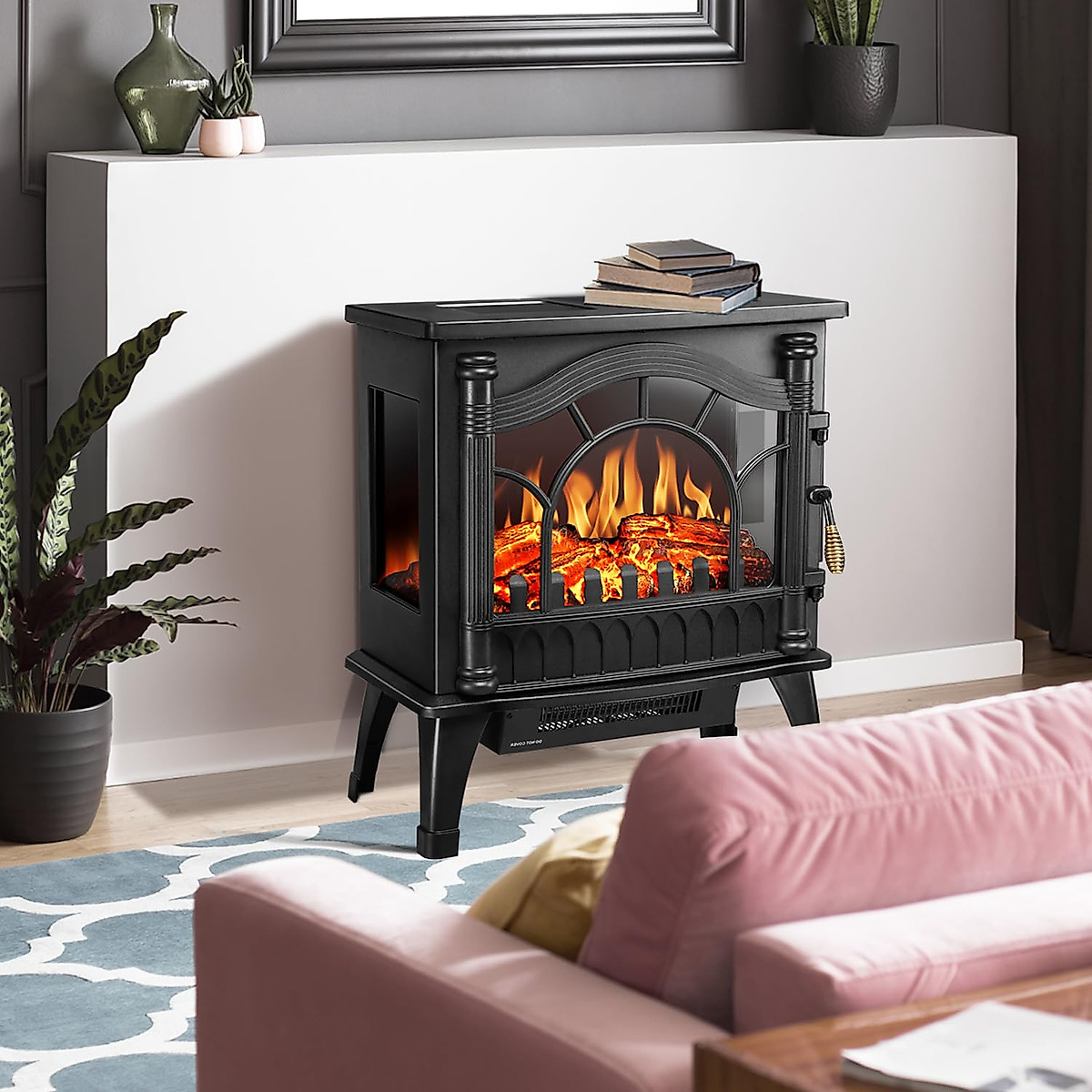 Havato Electric Fireplace Stove Overheating-Protection, Realistic Flame, 5100 BTU Output,Freestanding Electric Fireplace Heater for Indoor Use (20.08" W x 22.83" H)