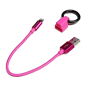 Tera Grand - Apple MFi Certified Keychain Braided Lightning Cable for iPhone 14/13/12/11 Pro Pro Max Plus Mini, SE XS Max XR X, 8/7/6 Plus, iPad, AirPods, Pink