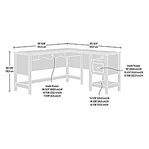 Sauder Adaline Cafe L-Desk, L: 59.65" x W: 59.65" x H: 29.92", Orchard Oak Finish