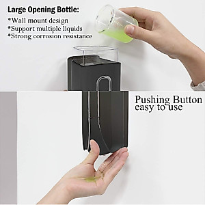AUMIO Shampoo Dispenser Shampoo and Conditioner Dispenser, Wall Mount Soap Dispenser, 350ml Shampoo Conditioner Body Wash Dispenser ABS Liquid Hotel Home, Black