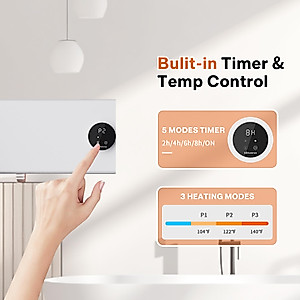 K&KALONZO Electric Towel Warmer, 18.8"*4.8" Wall-mounted Towel Heater with Built-in Timer, Waterproof Aluminum Towel Warmer for Bathroom, Support Plug-in and Hardwired, White, K1-R-W