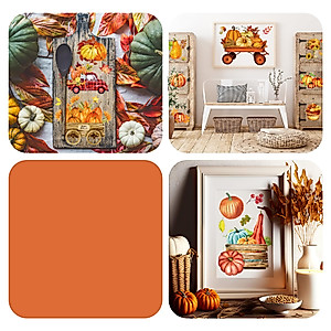 12 Sheets Fall Thanksgiving Rub on Transfers for Crafts and Furniture - Pumpkin Maple Leaf Sunflower Decals Autumn Stickers for Home Office Paper Wood DIY Crafts, 5.5 x 5.5 Inch