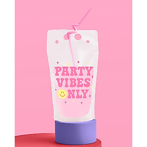 xo, Fetti Preppy Party Birthday Drink Pouches - 15 count | Cute Birthday Party Cups, Smiley Party Decorations, y2k Bachelorette Party Supplies, Cool Drinkware, Pink Favors