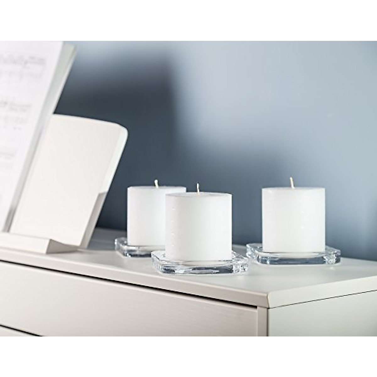 Set of 3 Pillar Candles 3" x 3" Unscented Handpoured Weddings, Home Decoration, Restaurants, Spa, Church Smokeless Cotton Wick - White