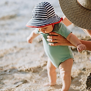 Sunday Afternoons Infant SunSprout Hat, Navy/White Stripe, 6-12 Mos