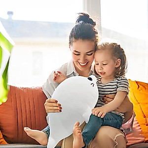 AEECASI Super Soft Seal Plush Cuddle Pillow, Chubby Seal Stuffed Animal, Cute Plushie Birthday for Kids Girls Boys Baby, Adorable Plush Seal Stuffed Toy, 17.7" White