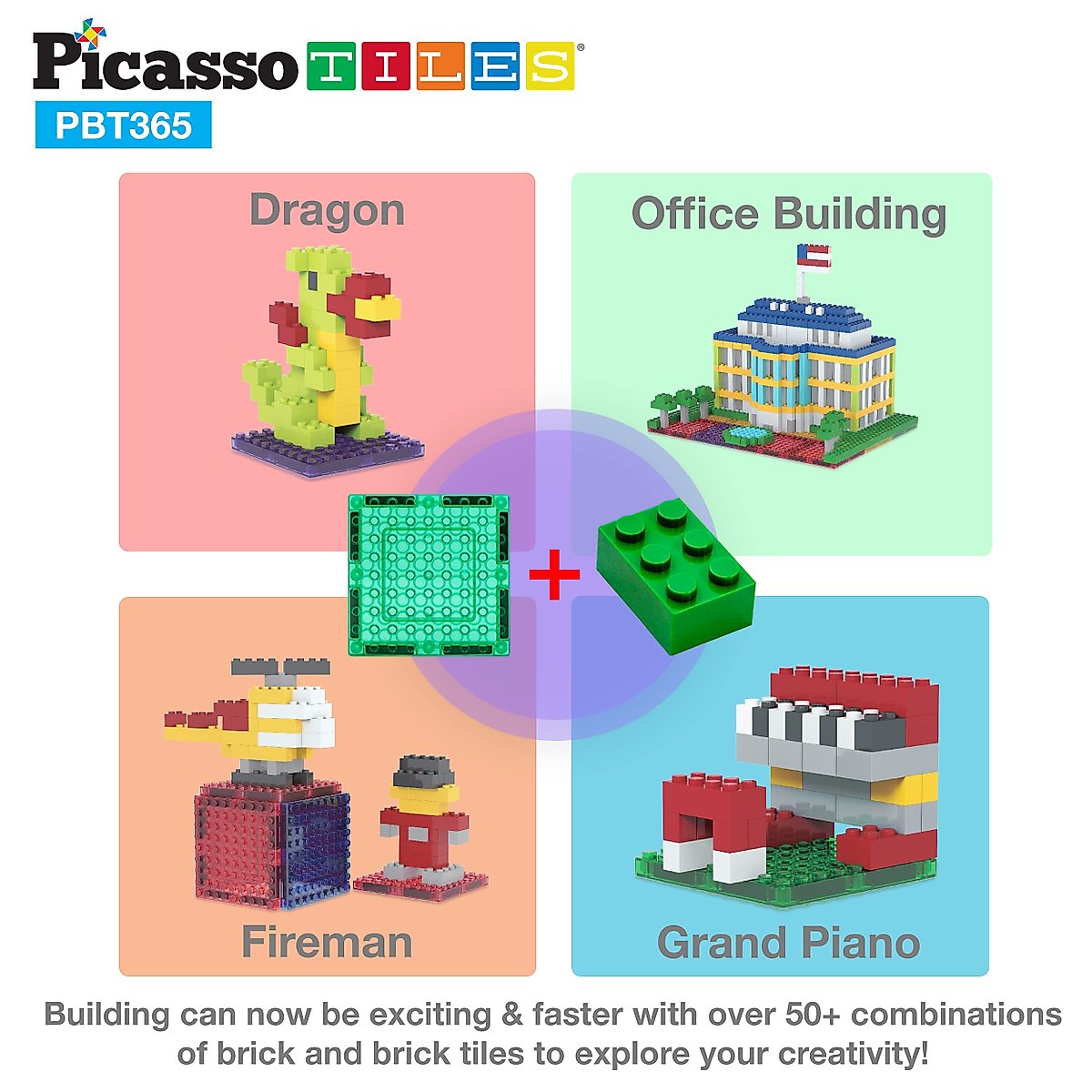 PicassoTiles 316 PCs Activity Table with Magnetic Tiles and Building Brick Blocks, Playset Table with Magnetic Action Figures & Storage Included, Can be Use as Water & Sand Tables STEM Toys Ages 3+