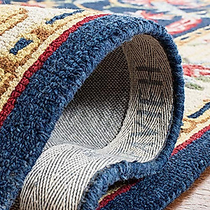 Safavieh Heritage Collection 2'3" x 12' Navy/Ivory HG657N Handmade Traditional Oriental Wool Runner Rug