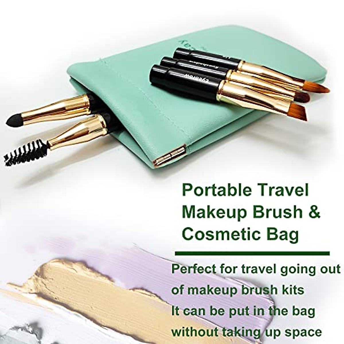 Velony Vacay Eye Makeup Brush Set, Travel Size Makeup Brush Eyebrow Makeup Brushes for Eyeshadow, Concealer, Lashes, Lip, 5 Piece Set