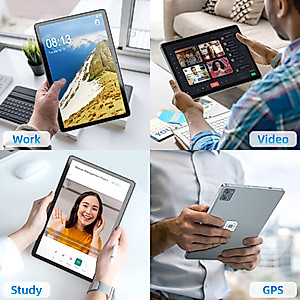 jumper 10 Inch Tablet, Android 12 Tablets with 8GB RAM 128GB Storage, Octa-Core Processor MT8183, 1920x1200 HD IPS Display, 13MP+5MP Dual Camera, 6000mAh, Dual Stereo Speakers, GPS, Bluetooth5.0.