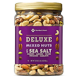 Member's Mark Deluxe Mixed Nuts with Sea Salt, 34 Ounce, 2 Pack