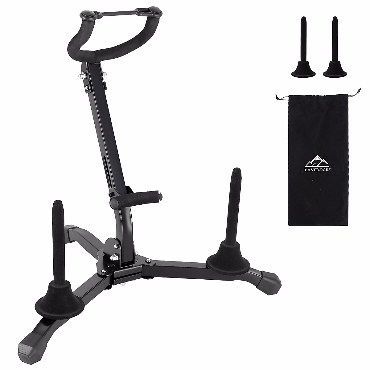 EASTROCK Alto&Tenor Saxophone Stand Folding Saxophone Stand Saxophone Holder Rack with 2 Detachable Flute/Clarinet Holders Carrying Bag