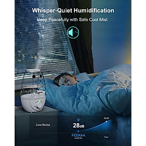 Feekaa Baby Humidifiers for Bedroom Nursery, Cool Mist Air Humidifier with Diffuser, Small Humidifier for Baby Nursery Plants & Home, BPA Free, Quiet, 24H