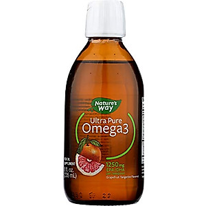 Nature’s Way Ultra Pure Omega3 Liquid Fish Oil Supplement, Grapefruit Tangerine Flavor, 8 Fl Oz
