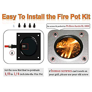 Heavy Duty Steel Porcelain-Enameled Fire Burn Pot and Hot Rod Ignitor Kit Replacement Parts for Traeger & Pit Boss Wood Pellet Grill ,Also Fit For Pellet Pro & Z Grills Wood Pellet Grill Smoker