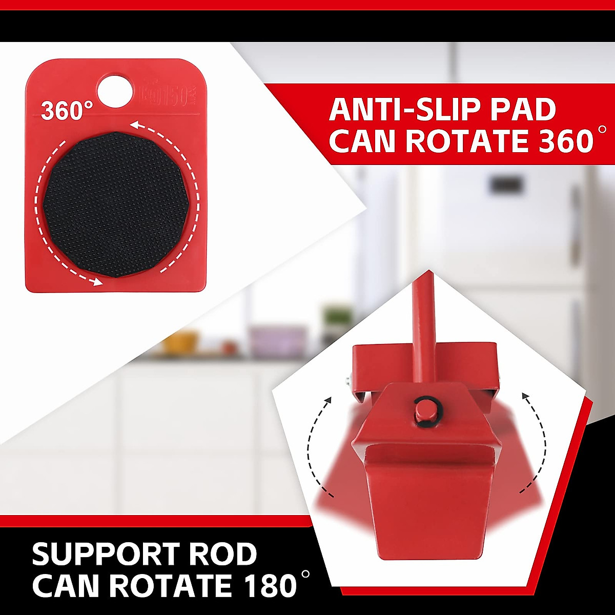 Furniture Dolly with 4 Wheels & Furniture Lifter, 330 Lbs Load Capacity Moving Dolly, Heavy Duty Furniture Lift Mover Tool Set, Furniture Movers for Couch Refrigerator Bed Hardwood