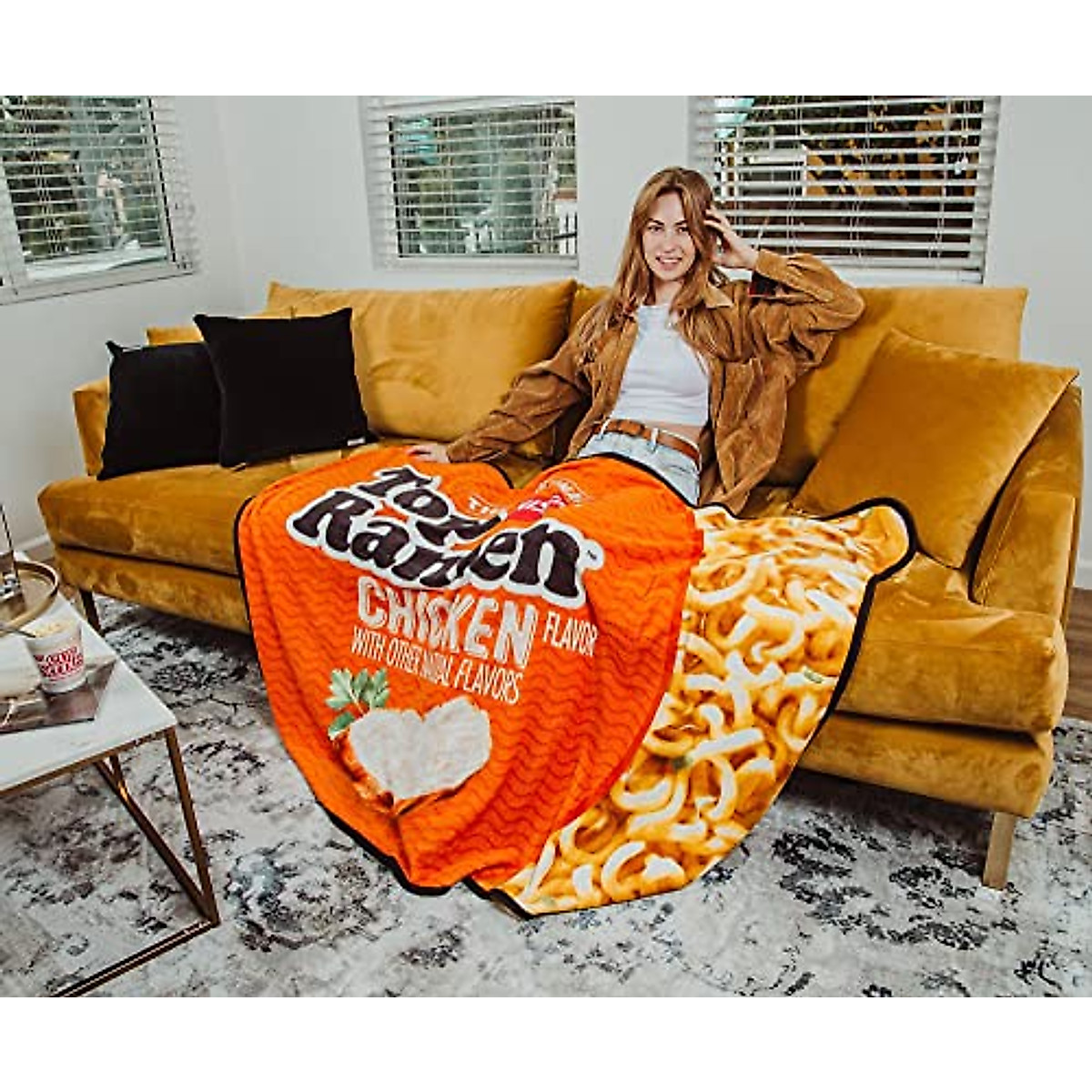 POPCULT The Original Nissin Top Ramen Chicken Flavor Microplush Throw Blanket