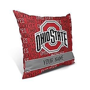 Ohio State Buckeyes Name Pattern Throw Pillow | Personalized | Custom