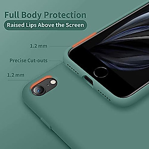 Cordking iPhone SE Case 2022/2020, iPhone 7 8 Case, Silicone Ultra Slim Shockproof Phone Case with [Soft Microfiber Lining], 4.7 inch, Midnight Green
