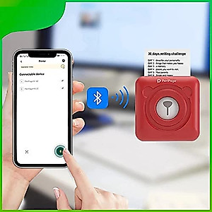 Mini Thermal Photo Printer, Wireless Picture Label Memo Receipt Paper Printer with Bluetooth 203DPI, Suitable for Android iOS Window (Red)