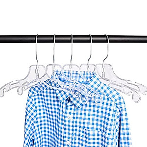 Mainetti 5075 Clear Plastic Hangers With 360 Swivel Metal Hook And Notches For Straps, Great For Children's Shirts/Tops/Dresses, 12-Inch (Value Pack Of 100)