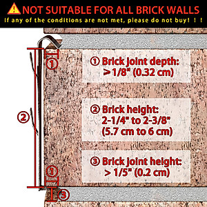 Brick Hook Clips (4 Pack) for Hanging Outdoors, Brick Hangers Fits Standard Size Brick 2-1/4" to 2-3/8" in Height, Heavy Duty Brick Wall Clips Siding Hooks for Hanging No Drill and Nails