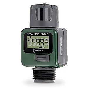 Geevon Water Flow Meter Garden Hose Water Meter, Standard 3/4" Hose Thread, High Accuracy & IPX6 Waterproof, Suitable for Garden Watering, Pool, RV Filling
