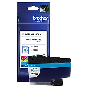 Brother Genuine LC3039C, Single Pack Ultra High-Yield Cyan INKvestment Tank Ink Cartridge, Page Yield Up to 5,000 Pages, LC3039, Amazon Dash Replenishment Cartridge
