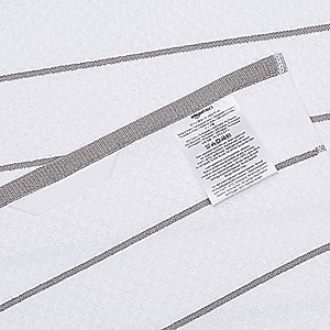 Amazon Basics 100% Cotton Terry Kitchen Dish Towels, Popcorn Texture, 8 Pack, Grey Stripe, 28"L x 16"W