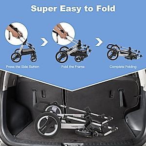 HONEY JOY Baby Stroller for Newborn, 2 in 1 High Landscape Infant Stroller & Convertible Bassinet Pram, Adjustable Backrest & Canopy, Cup Holder, Storage Basket, Foldable Pushchair w/Foot Cover (Blue)