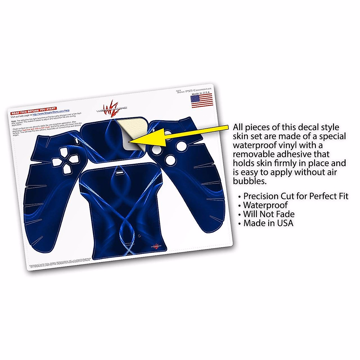 WraptorSkinz Skin Wrap compatible with Sony PS5 DualSense Controller Abstract 01 Blue (CONTROLLER NOT INCLUDED)