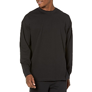 Amazon Essentials Men's Long-Sleeve T-Shirt Oversized-Fit Organic Cotton, Black, XX-Large