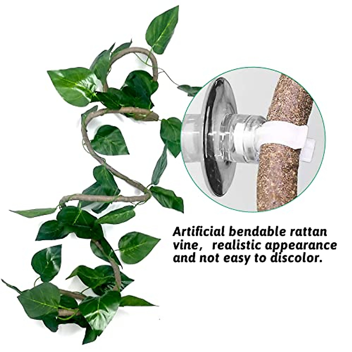 Hamiledyi Bearded Dragon Hammock Lizard Jungle Climber Vines Reptile Corner Branch  Coconut Shell with Suction Cups for Gecko,Snakes,Chameleon